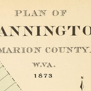 1873 Map of Mannington Marion County West Virginia - Etsy