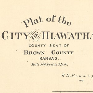 1887 Town Map of Hiawatha Brown County Kansas - Etsy