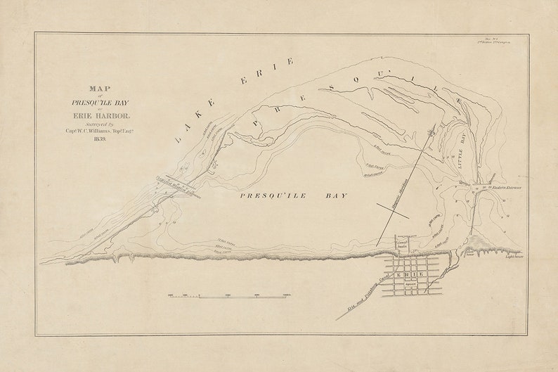 1841 Map of Presque Isle Bay Lake Erie Pennsylvania | Etsy