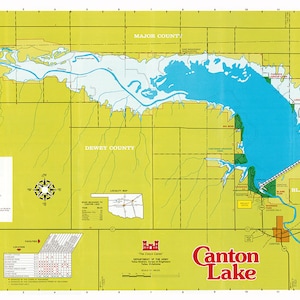 1990 Map of Canton Lake Oklahoma - Etsy