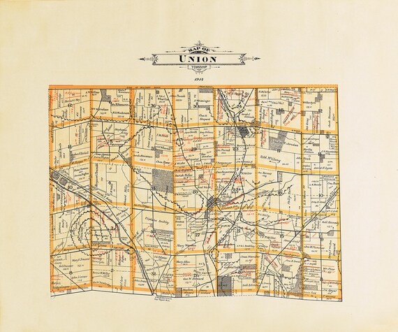 1914 Map of Union Township Butler County Ohio | Etsy