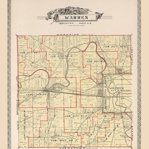 1899 Map of Warren Township Trumbull County Ohio - Etsy
