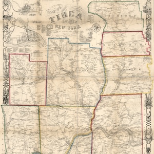1855 Map of Tioga County NY From Actual Surveys Owego - Etsy