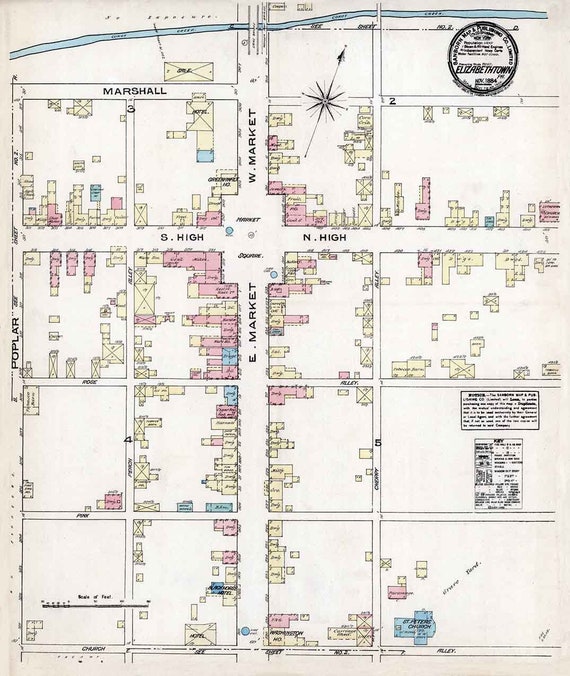 1884 Town Map of Elizabethtown Lancaster County Pennsylvania - Etsy