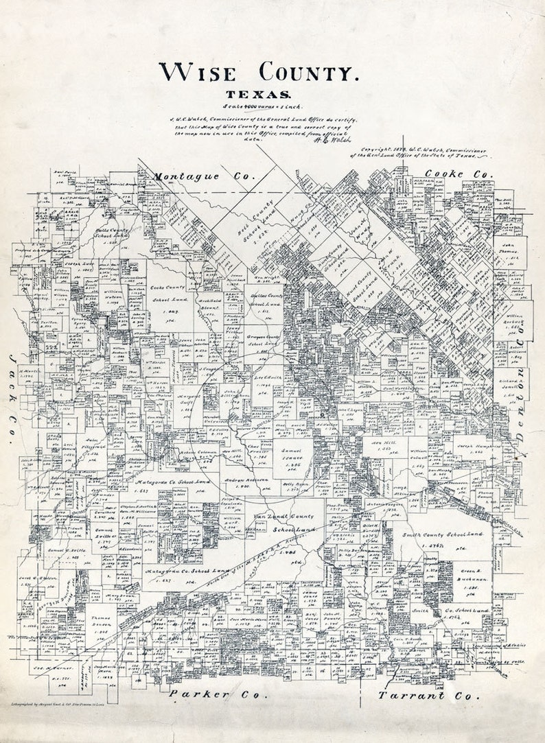 1879 Map of Wise County Texas - Etsy