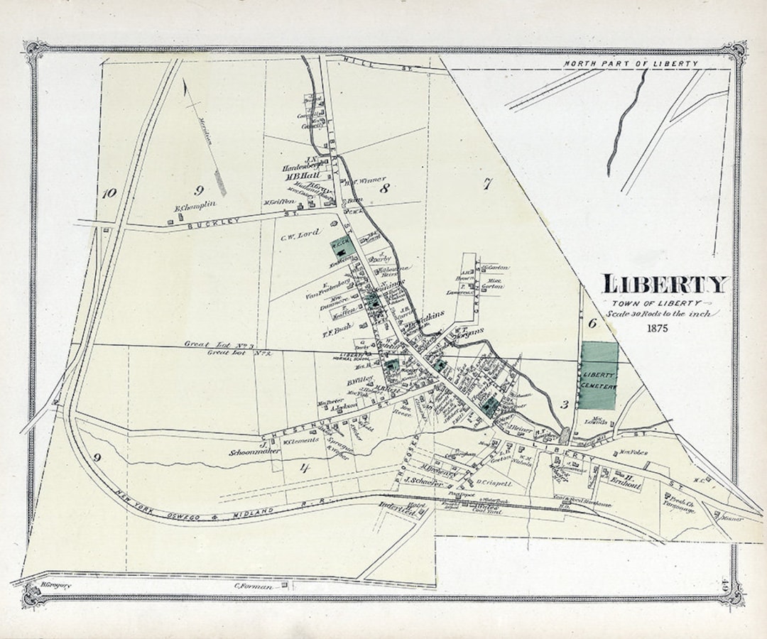 1875 Town Map of Liberty Sullivan County New York - Etsy