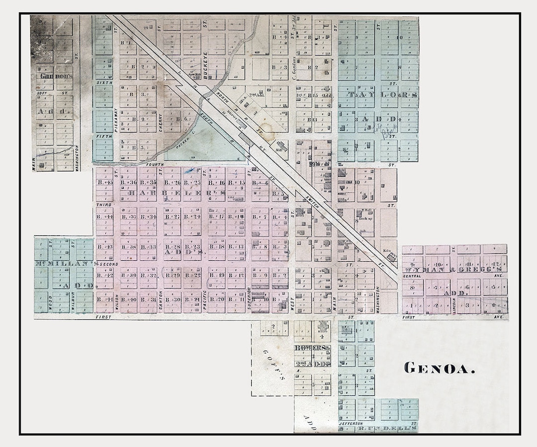 1874 Map of Genoa Ottawa County Ohio - Etsy