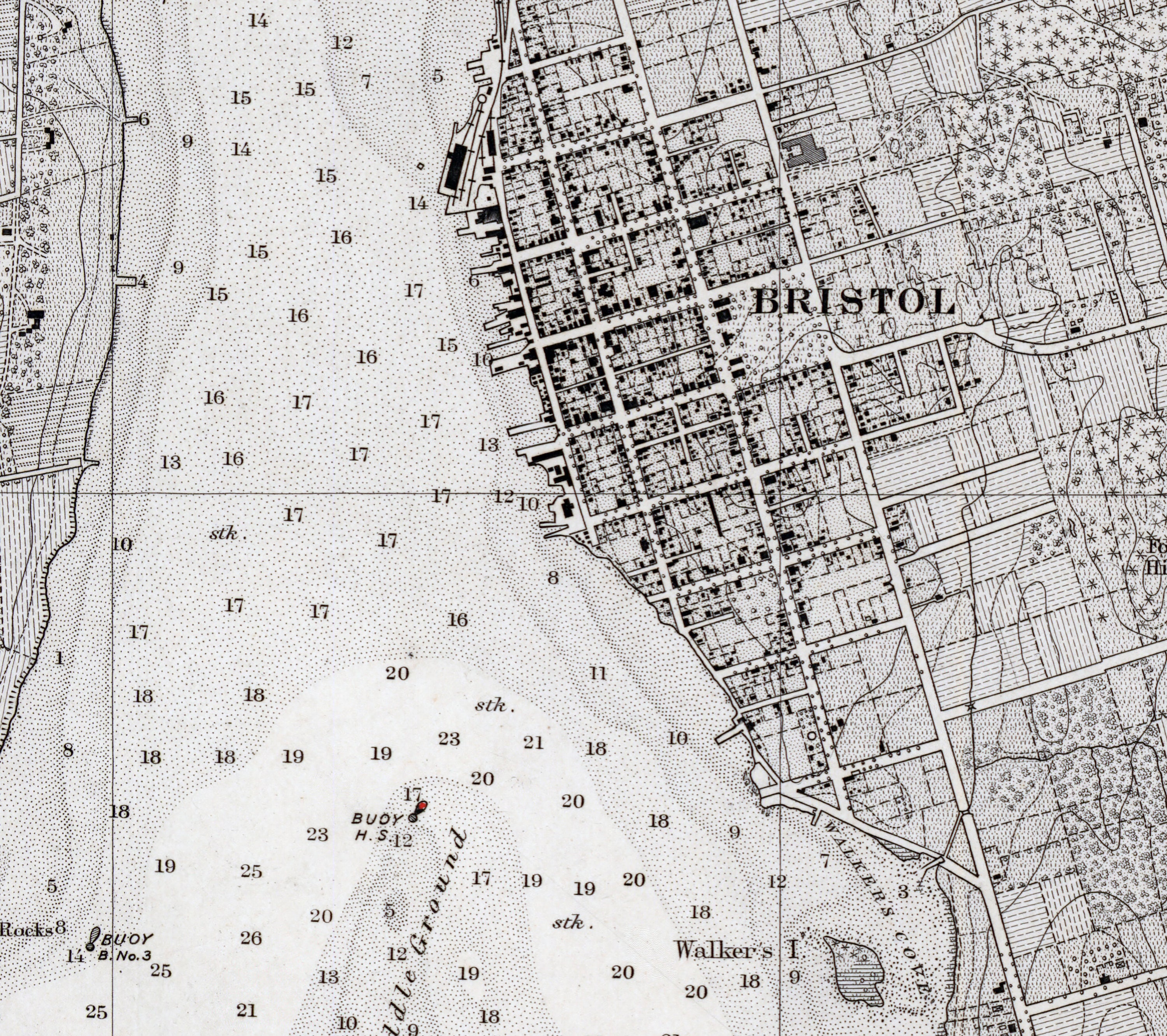1864 Nautical Chart of Bristol Harbor Rhode Island - Etsy