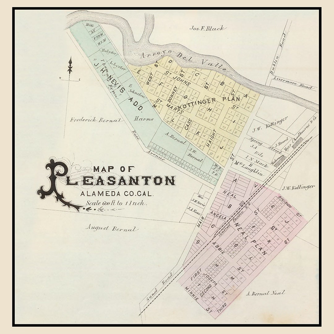 1878 Town Map of Pleasanton Alameda County California - Etsy