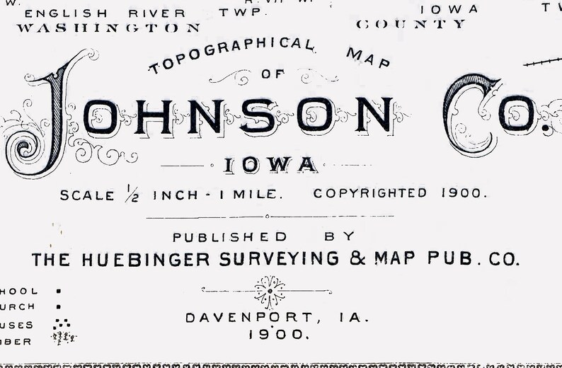 1900 Map of Johnson County Iowa - Etsy