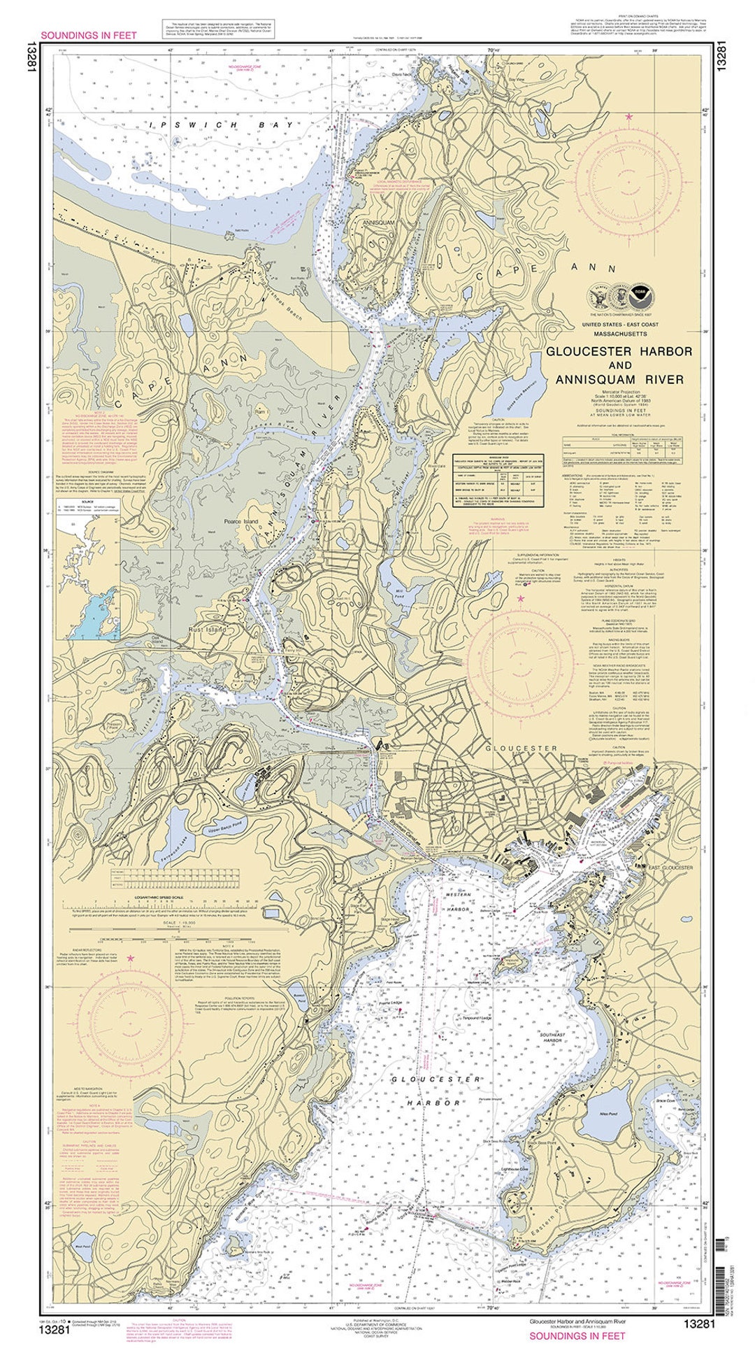 2010 Nautical Map of Gloucester Harbor and Annisquam River ...