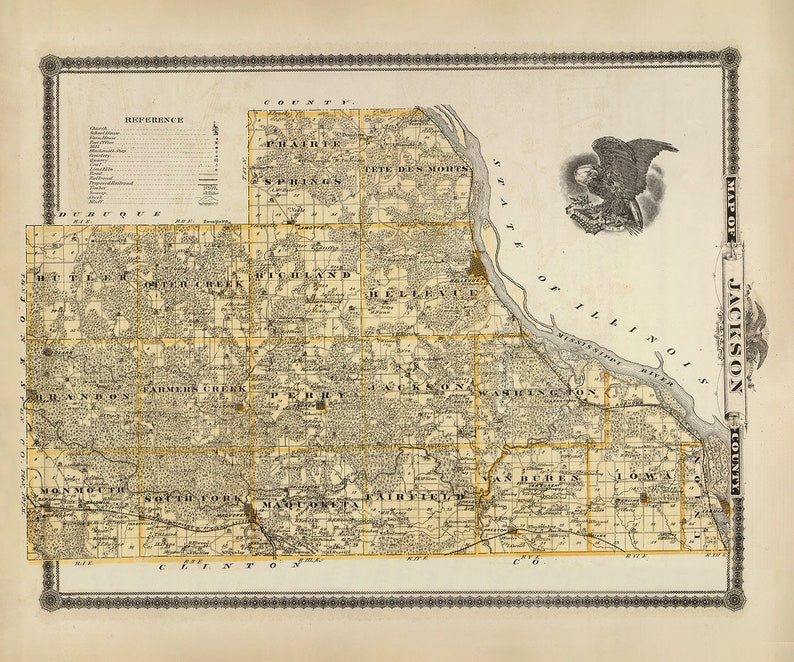 1875 Map of Jackson County Iowa - Etsy