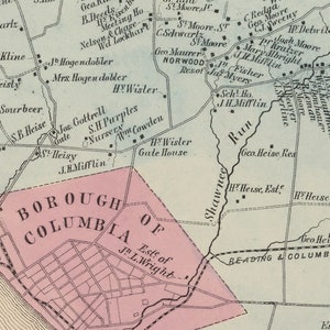 1864 Map of West Hempfield Township Lancaster County Pennsylvania - Etsy