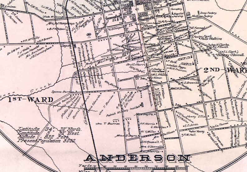 1897 Map of Anderson County South Carolina Family Names - Etsy