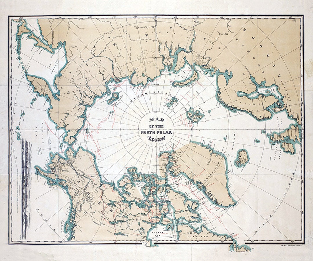 1882 Map of the North Polar Region - Etsy