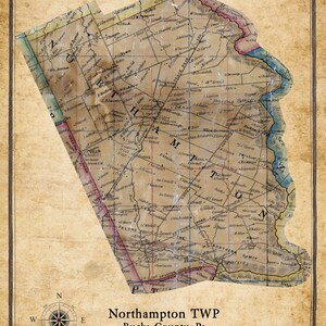 1850 Map of Northampton Township Bucks County Pennsylvania - Etsy
