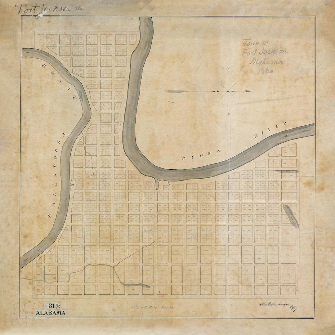1860 Map of Fort Jackson Alabama - Etsy