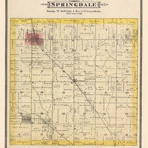 1885 Map of Springdale Township Cedar County Iowa - Etsy