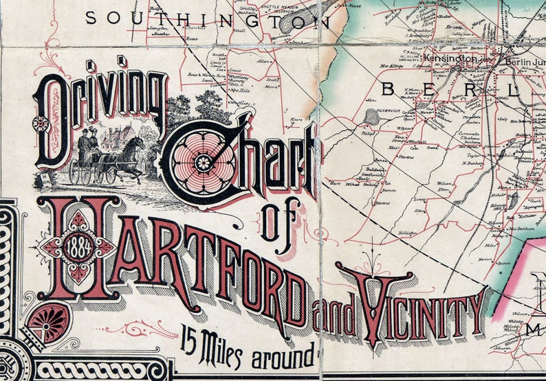 1884 Map of Hartford Connecticut and Region - Etsy