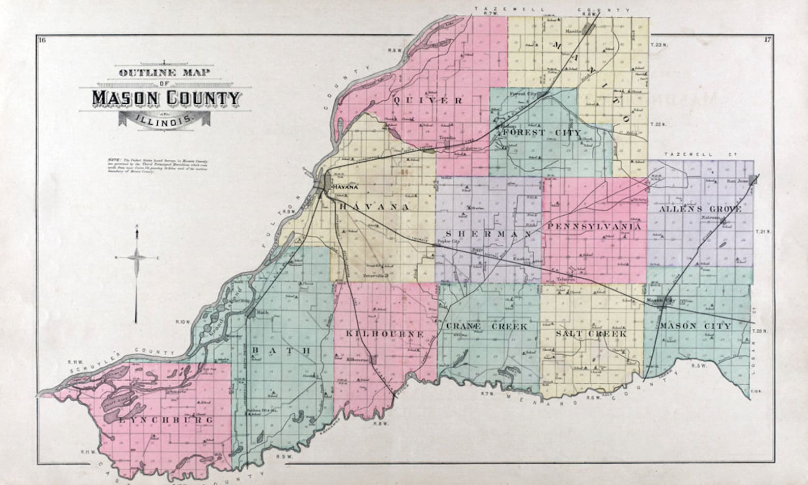 1891 Map of Mason County Illinois Havana | Etsy