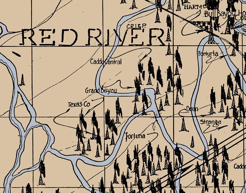 1920 Map of the Red River Bull Bayou Oil Field Louisiana - Etsy