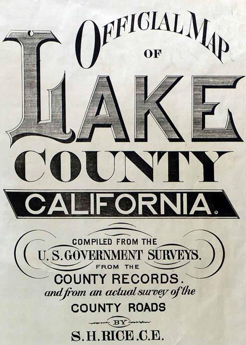 1892 Map of Lake County California - Etsy