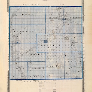 1875 Map of Wright County Iowa - Etsy