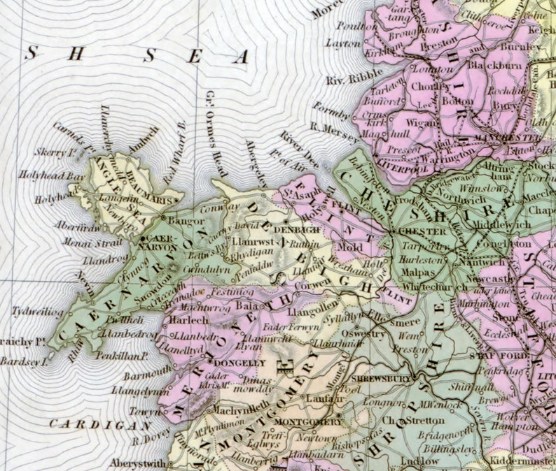 1844 Map of England - Etsy