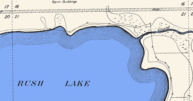 1916 Map of Rush Lake Palo Alto County Iowa - Etsy