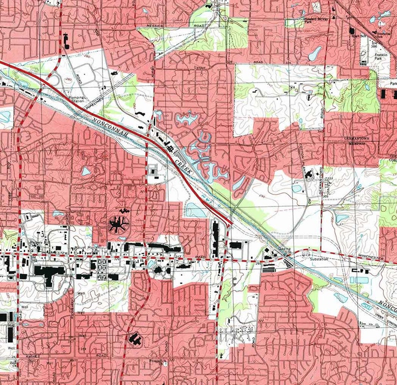 1997 Topo Map of Germantown Tennessee Memphis - Etsy