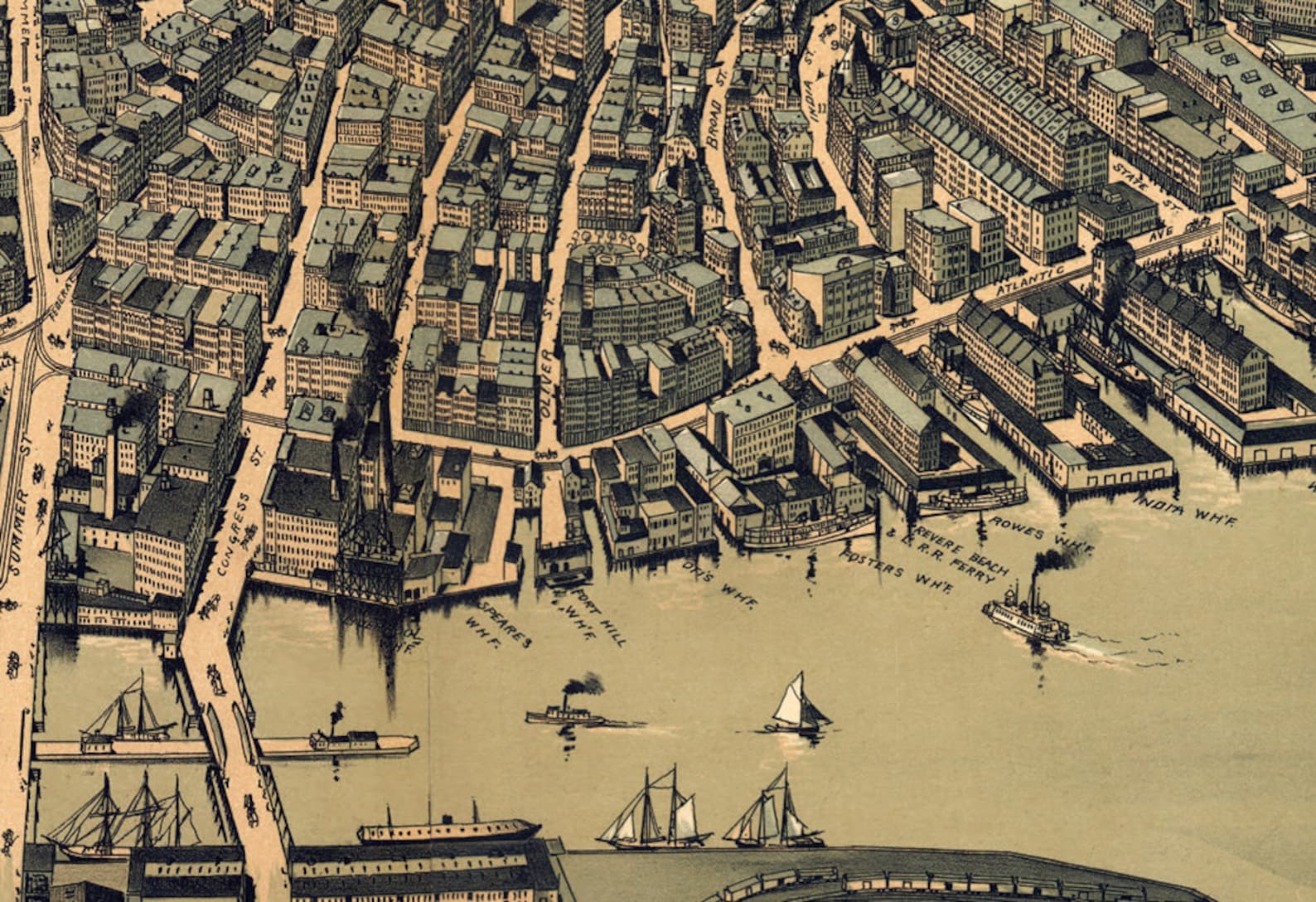1899 Panoramic Map of Boston Massachusetts - Etsy