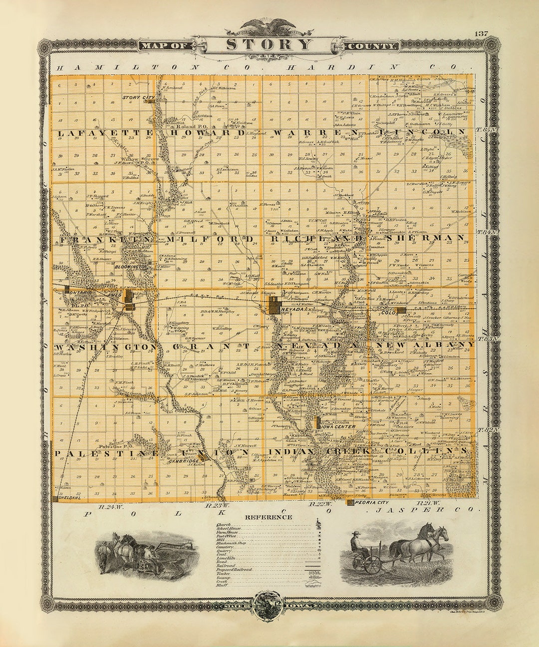 1875 Map of Story County Iowa - Etsy