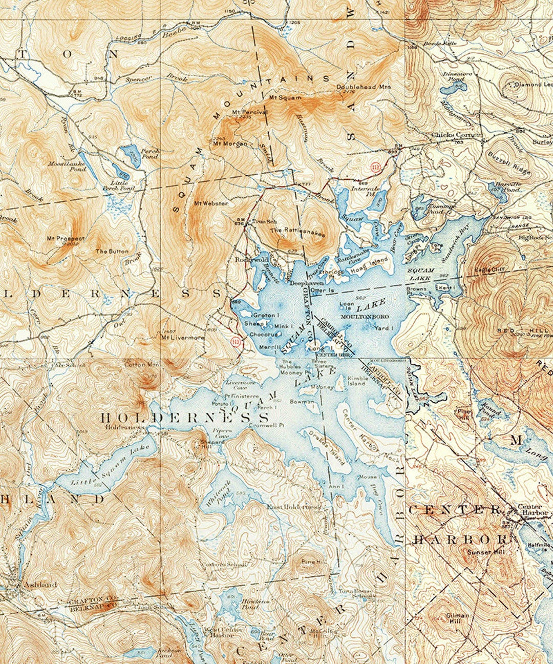 1927 Topo Map of Squam Lake New Hampshire - Etsy