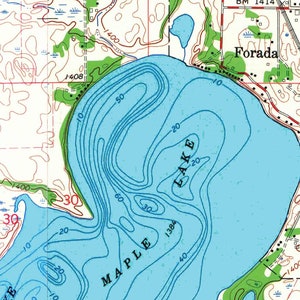 1968 Map of Lake Reno Douglas and Pope County Minnesota Maple Turtle ...