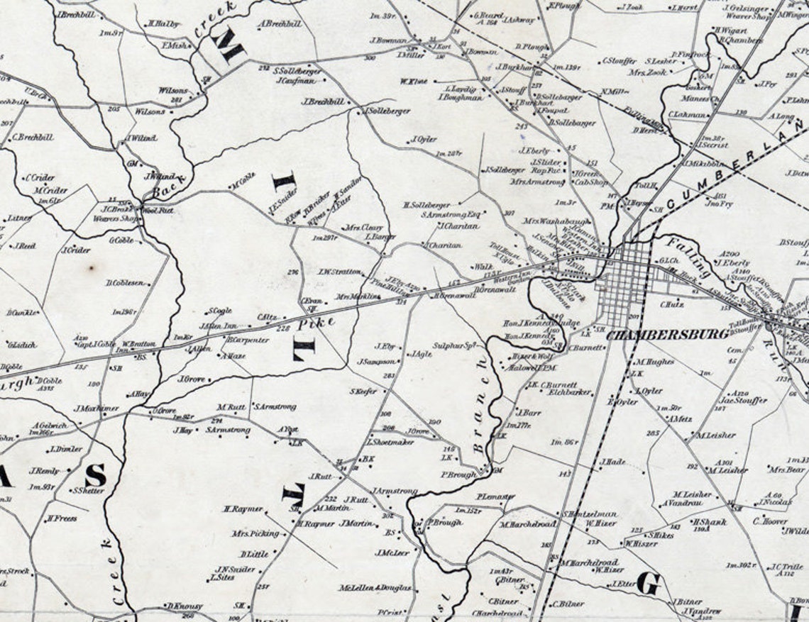 1858 Map of Franklin County Pa From Actual Surveys - Etsy