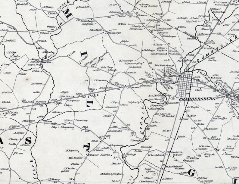 1858 Map of Franklin County Pa From Actual Surveys - Etsy