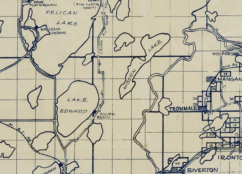 1923 Map of Crow Wing County Minnesota Showing Lakes and Mines - Etsy