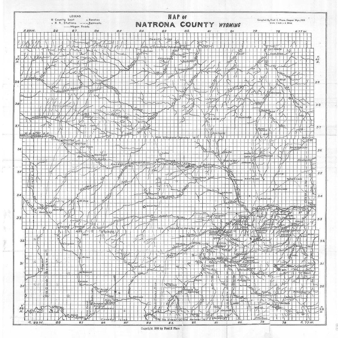 1910 Map of Natrona County Wyoming - Etsy