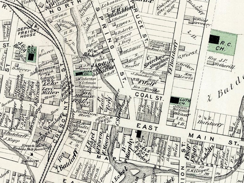 1875 Town Map of Tremont Schuylkill County Pennsylvania - Etsy