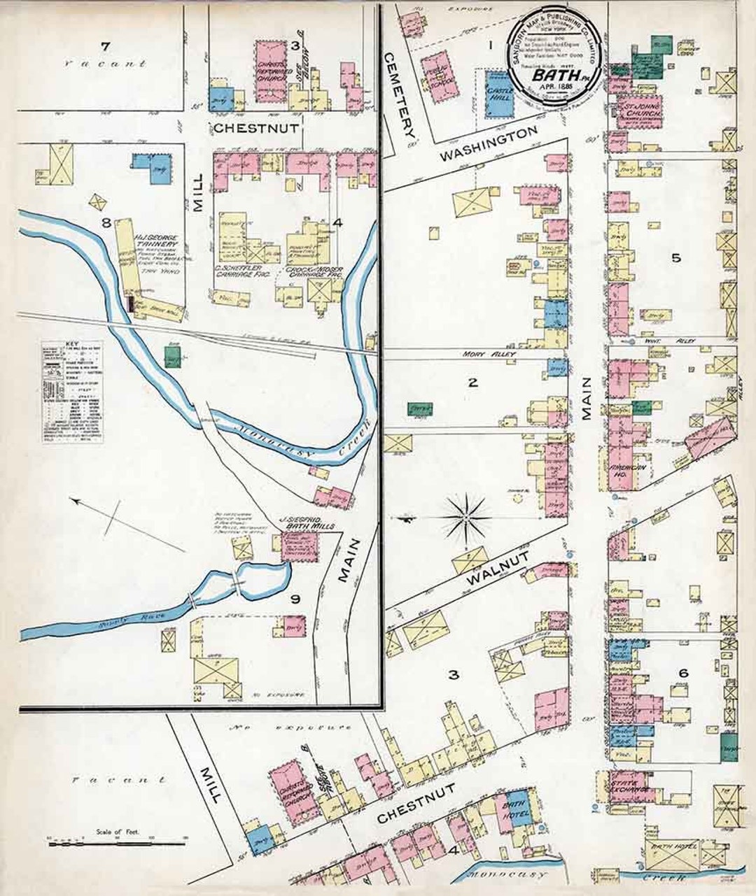 1885 Sanborn Map of Bath Northampton County Pennsylvania - Etsy
