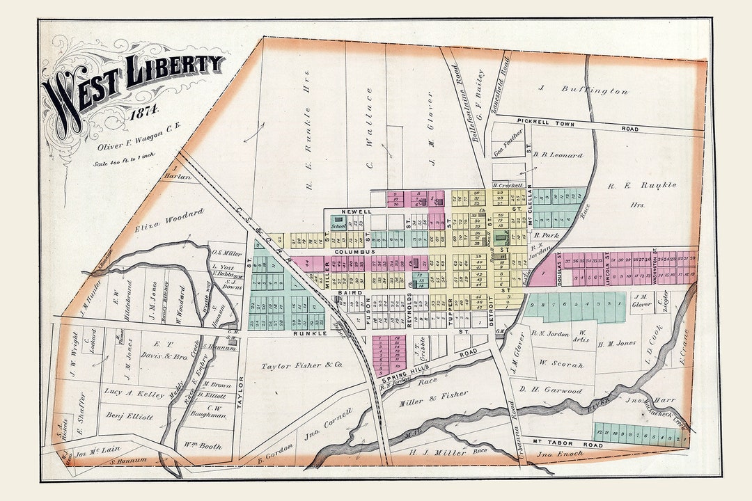 1875 Town Map of West Liberty Logan County Ohio - Etsy