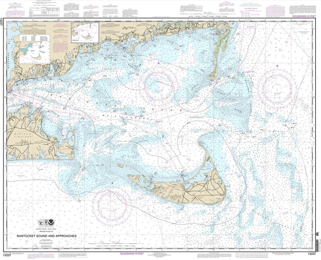 2013 Nautical Map of Nantucket Sound Massachusetts - Etsy