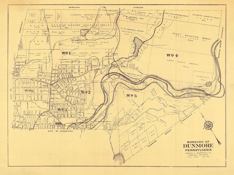 1933 Map of Dunmore PA Scranton | Etsy