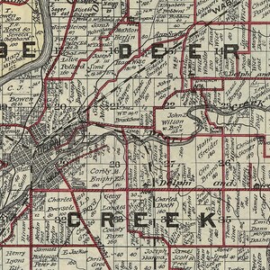 1898 Farm Line Map of Carroll County Indiana - Etsy
