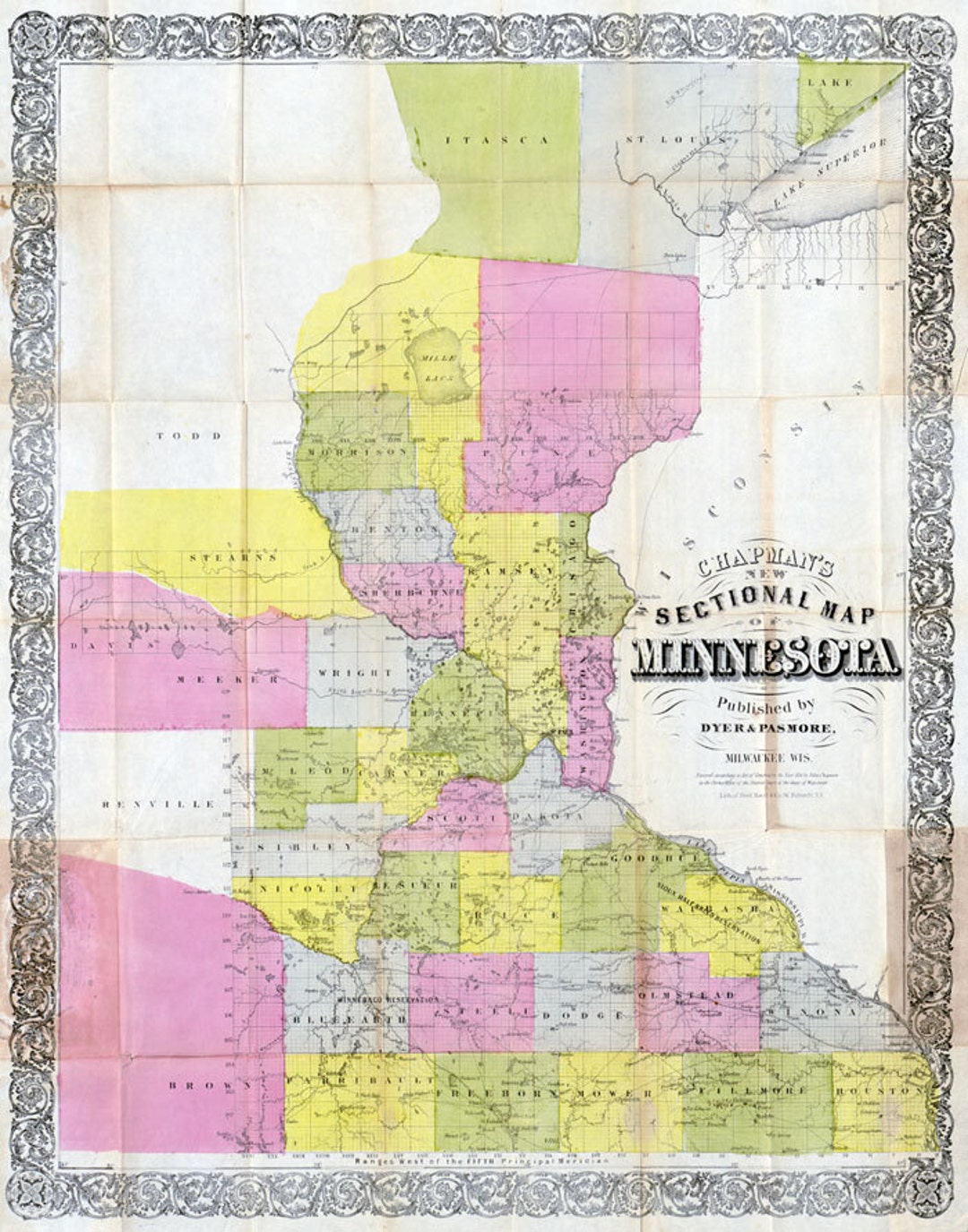 1856 Map of Minnesota - Etsy