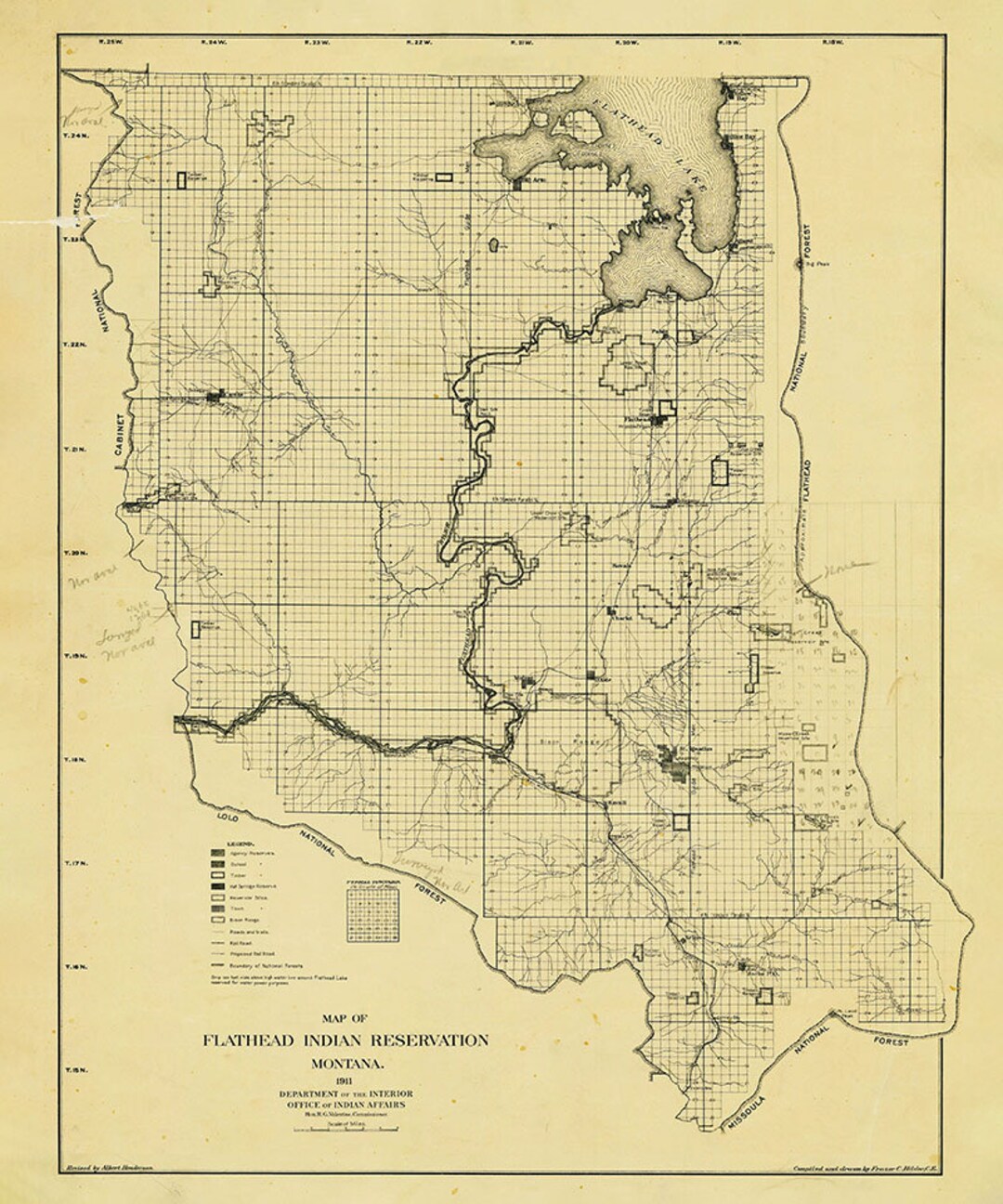 1911 Map of Flathead Indian Reservation Montana - Etsy