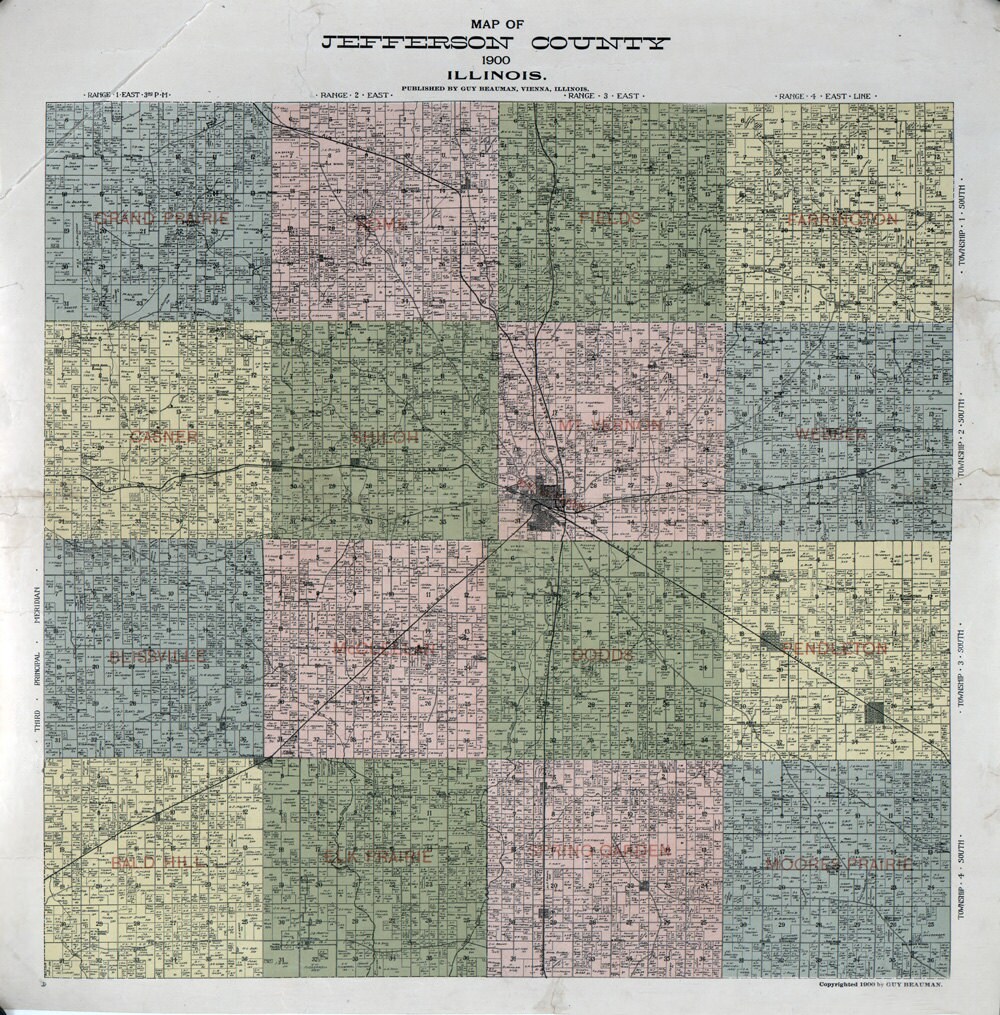 1900 Farm Line Map of Jefferson County Illinois | Etsy