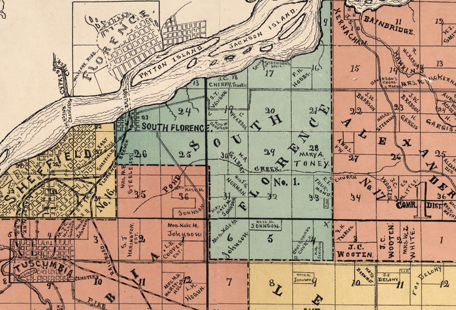 1896 Map of Colbert County Alabama Sheffield | Etsy