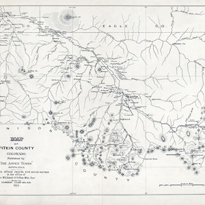 1884 Map of Pitkin County Colorado - Etsy
