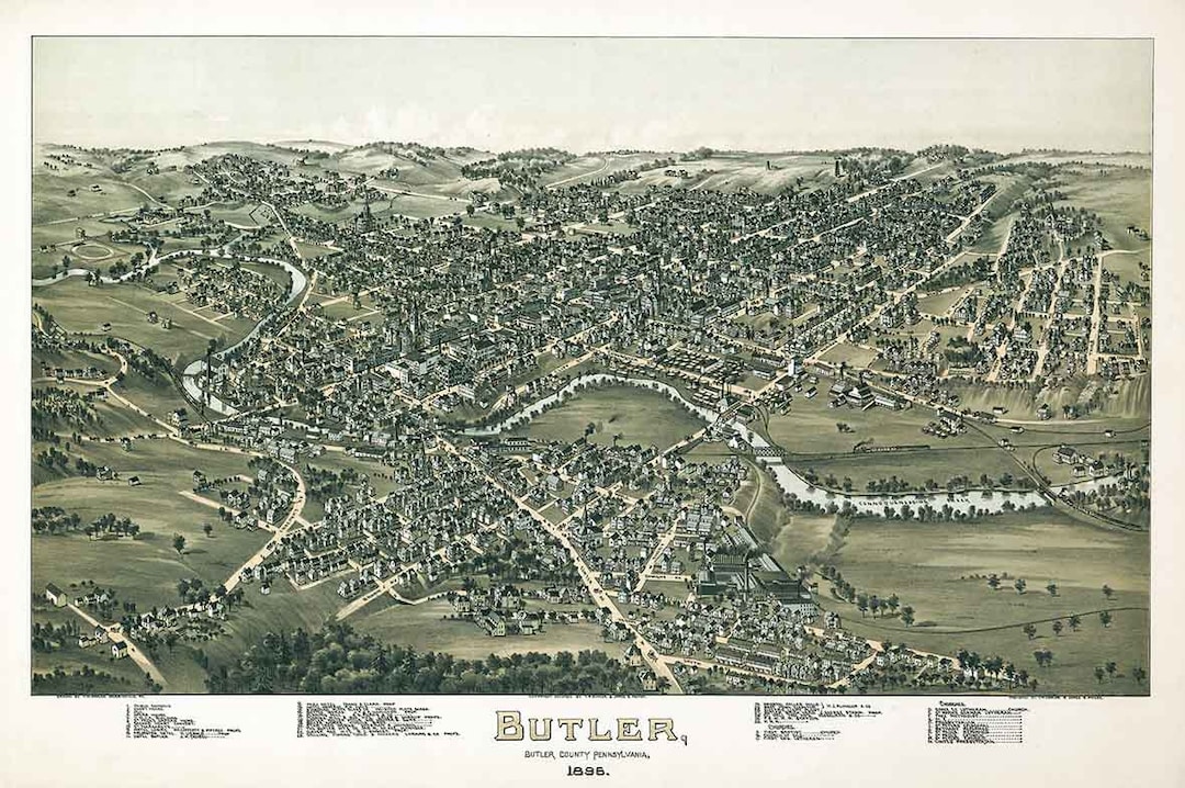 1896 Panoramic Map of Butler Butler County Pennsylvania - Etsy